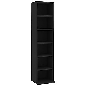 ULUYYUC CD Cabinet,Display shelves Storage cabinet Storage tower Suitable for living room,study,living room,kitchen,entryway,bathroom Black 8.3"x7.9"x34.6" Engineered Wood