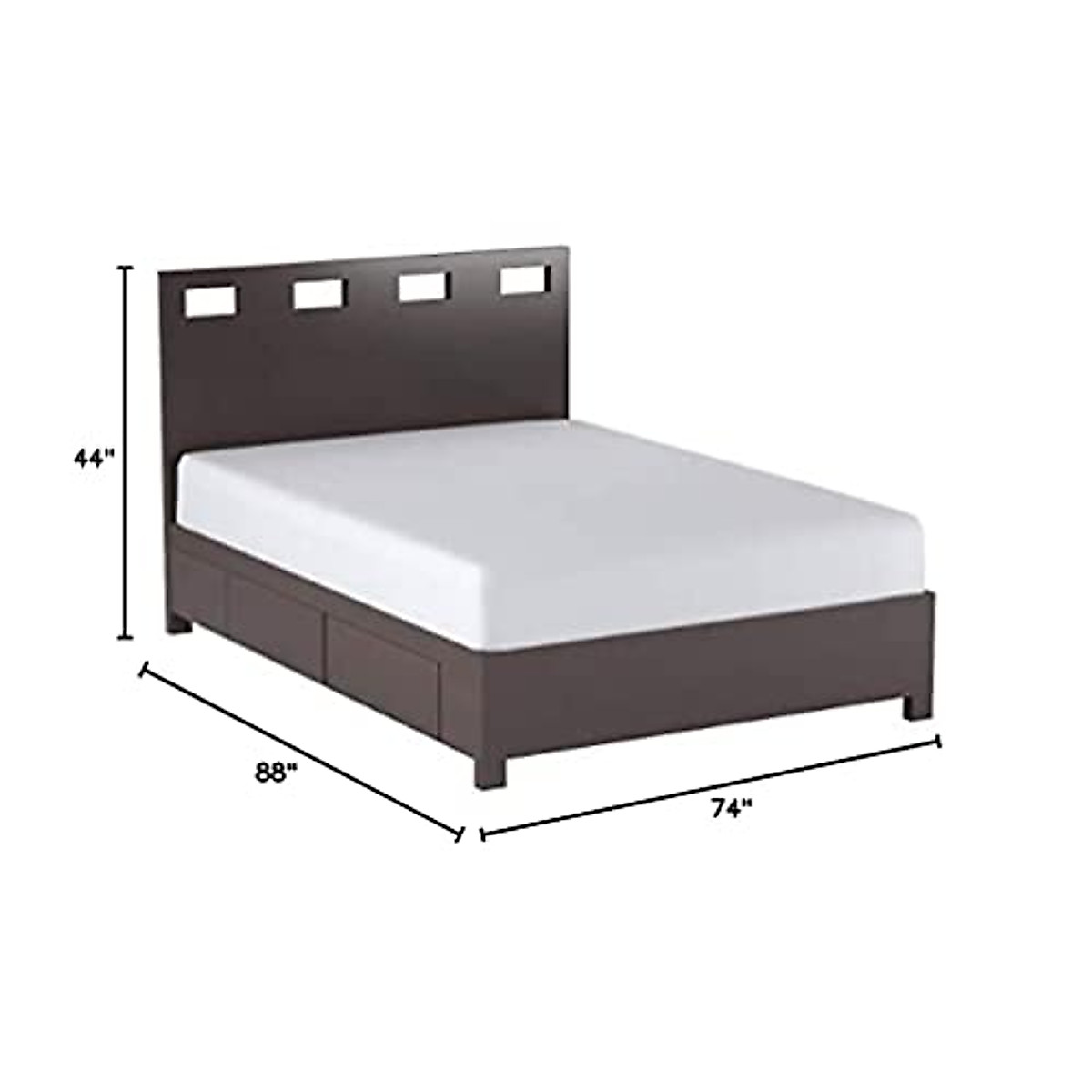 Modus Furniture Solid Wood 2-Side Storage Bed, California King, Riva - Espresso