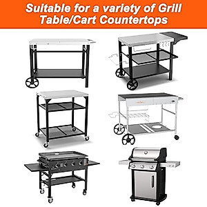 BBQMall Pizza Topping Station for Grill Cart, Universal Condiment Serving Container for Outdoor Grill Stand, Stainless Steel Seasoning Containers with Lid, 4 Compartment Trays for Prepping Ingredients