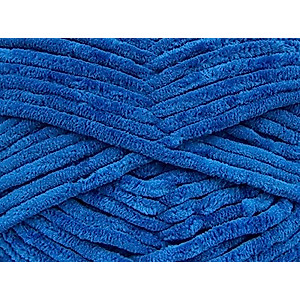 Lot of 4 x 100gr Skeins Ice Yarns Velvet Chenille Hand Knitting Yarn Blue