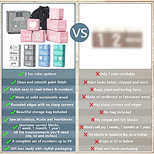 Pink Baby Monthly Milestone Blocks with Bag. Baby Age Blocks for Girl or Boy Baby Photo Props and Baby Shower. Month Baby Milestone Blocks with Grammatically Correct Month and Year