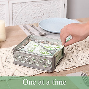 NIKKY HOME Farmhouse Rustic Flat Napkin Holder, Galvanized Metal Napkin Caddy with Bird Weight Ball