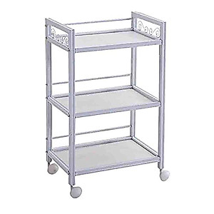 YGCBL Multifunction Portable Hand Trucks,Trolleyserving Trolley Cart MDF Steel Pipe Universal Wheel Groove Fall Prevention Beauty Salon, Load 50 Kg, 3 Colors,White