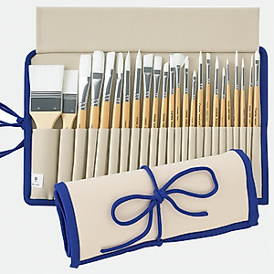 CONDA Paint Brushes Set of 24 Different Shapes Professional Painting Brushes (White)