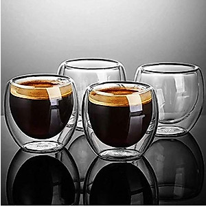 Gmark Espresso Cups Shot Glass 2.7- Ounce Coffee Set of 4 - Lightweight Double Wall Thermo Insulated GM2028