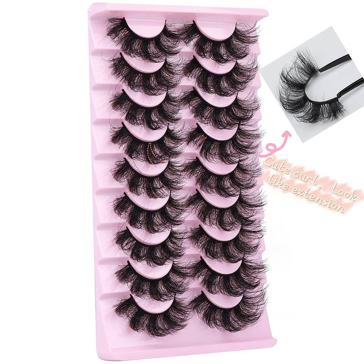 Mink Lashes Fluffy 20 MM Thick D Curl False Eyelashes Dramatic Long Strip Lashes Pack 6D Curly Wispy Full Fake Eyelashes That Look Like Extension by Goddvenus