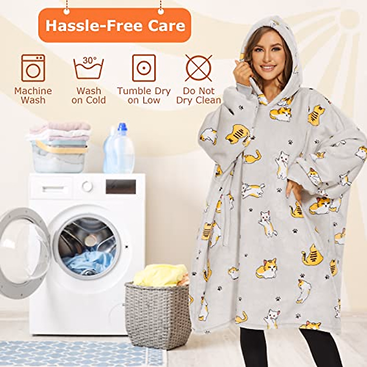 Venustas Wearable Blanket Hoodie, Oversized Sherpa Hooded Blanket Sweatshirt, Super Warm and Cozy Hoodie Blanket for Women Men Adults