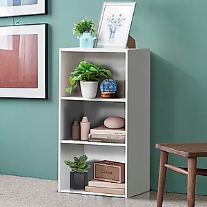 Giantex 2 Pieces 3 Shelf Bookcase Book Shelves Open Storage Cabinet Multi-Functional Home Office Bedroom Furniture Display Bookcases, White