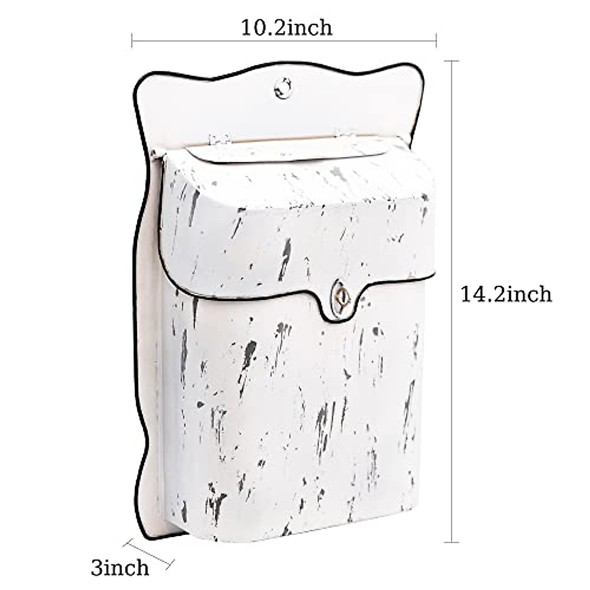 SDlumeiy Vintage Wall Mount Mailbox, Vintage Mailbox, Outdoor Metal Mailbox, Vertical Wall Mount Mailbox 10.2Lx3Wx14.2H inches (White)