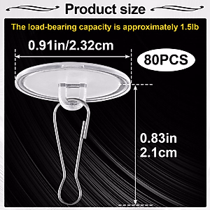 Isslly 80 Pack Adhesive Ceiling Hooks, Self-Adhesive Ceiling Hooks for Hanging, Sticky Hooks for Hanging, No-Drill Ceiling Discs with Metal Hook for Wedding, Party, Festivals Decor