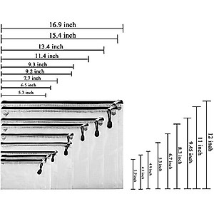 SUBANG 18 Pieces Black Zipper Pouch Zipper File Bags Mesh File Folders with Grid Travel Pouch, 9 Sizes