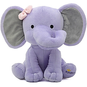 KINREX Elephant Stuffed Animals – Stuff Animal Plush Toy for Babies Girls Boys, Elephants Plushie Teddy Bear Toys for Birth Stats Baby Shower Infant Newborn Boy & Girl, Purple Measures 9 Inches