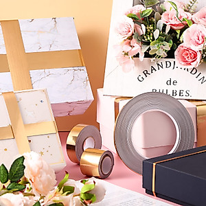 3 Rolls Tape, Self Adhesive Metalized Polyester Film Tape, Washi Tape for Christmas Detailing Accent Walls Graphic Arts for Cars and Boats Trim, 3 Sizes (Multi Size, Gold)