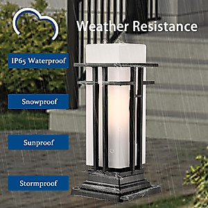 Antique House Outdoor Post Lights Hard Wired 1 Pack 6.1 Inch Lamp Post Lights Outdoor Waterproof Modern Outdoor Light Post for Yard Aluminum and Frosted Glass