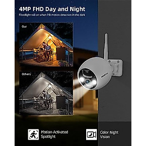 WESECUU Solar Security Cameras Wireless Outdoor, 2K 2.4GHz WiFi Cameras for Home Security Outside Battery Powered with Motion Detection Spotlight Siren Alarm Night Vision Two Way Audio Cloud/SD