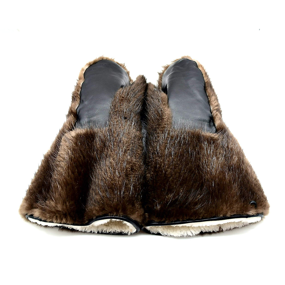 REAL BEAVER FUR MITTEN GLOVES (X-Large)