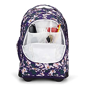 JanSport Driver 8 Rolling Backpack and Computer Bag, Purple Petals - Durable Laptop Backpack with Wheels, Tuckaway Straps, 15-inch Laptop Sleeve - Premium Bag Rucksack