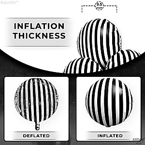 KatchOn, Big Black and White Stripe Balloons - 18 Inch, Pack of 10 | Black and White Balloons for Beetlejuice Decorations | Black and White Striped Balloons, Halloween Decorations | Pirate Balloons
