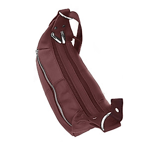 Roma Leathers Leather Shoulder Purse - Double Main Compartments, Long Adjustable Strap - Brown