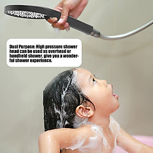 Handheld Shower Head, Colorfast Wearproof Lightweight High Pressure Showerhead for Bathtub (Black)