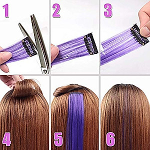 48 Pcs Colorful Straight Hair Extensions Clip in 21 Inch Rainbow Multi-color Clip in Synthetic Long Hairpiece Party Highlights Colorful Clip in Hair Extensions for women girls kids gift