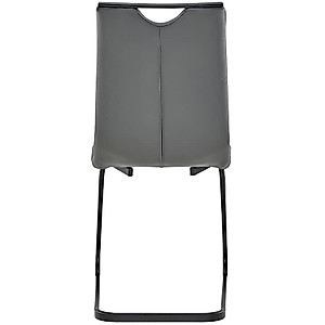 Armen Living Pacific Dining Room Accent Chair in Grey Faux Leather Finish-Set of 2, 20" Seat Height, Black/Gray