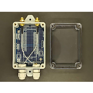 qBoxMini DIY IOT Enclosure Kit (Two SMAs), IOT Enclosure for Arduino MKR Feather ESP32 Cellular LoRa WiFi Board, Waterproof IP65 Enclosure with Glands, prototyping PCB and Two SMA connectors