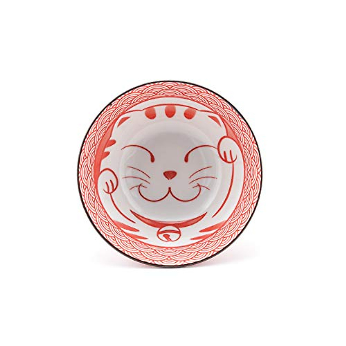 Fuji Merchandise Japanese Porcelain Multi Purpose Tayo Bowl Maneki Neko Lucky Cat Meow Design Set of 2 with Chopsticks Gift Set Made In Japan