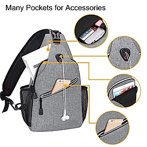 MOSISO Rope Sling Backpack (Up to 13 inch), Multipurpose Crossbody Chest One Shoulder Outdoor Travel Hiking Daypack, Gray