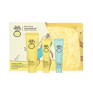 Sun Bum Skin Care Essentials Travel Kit | Cleanse, Protect, and Restore with Daily Facial Cleanser, SPF 30 Sunscreen Face Moisturizer, and Restoring Face Mask | TSA Approved