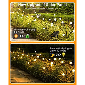 AURPUKAR Solar Garden Firefly Lights - 4 Pack New Upgraded Solar Lights for Outside, 8 Modes Remote Control & Waterproof, Powered Light Outdoor for Yard, Landscape, and Pathway Decorations, Black