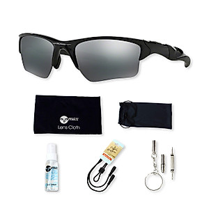 Oakley Half Jacket 2.0 XL, OO9154 (01) Polished Black/Black Iridium 62mm, Sunglasses Bundle with original case, and accessories (5 items)
