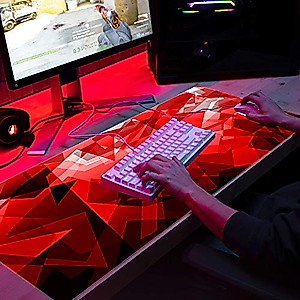 Benvo Extended Mouse Pad Large Gaming Mouse Pad- 35.4x15.7x0.12 inch Computer Keyboard Mouse Mat Non-Slip Mousepad Rubber Base and Stitched Edges for Game Players, Office, Study, Irregular Pattern