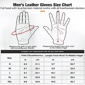 Aegend Sheepskin Leather Gloves For Men, Soft Warm Cashmere Lining Full Hand Touchscreen Winter Gift Thermal Black