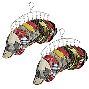 M MOACC Hat Racks for Baseball Caps Hangers Set of 2 Hat Rack with 10 Stainless Steel Clips Hat Hanger Holder Cap Organizer for Closet Room Storage Display, Fits All Caps, Silver