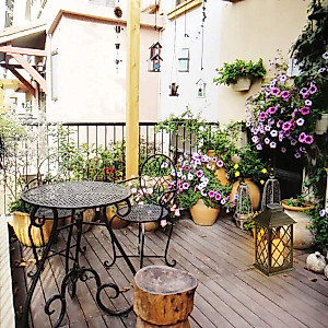 Solar Lantern NB-4 Solar Lantern Hanging Lanterns Waterproof LED Flickering Flameless Candle Mission Outdoor Garden Decorative Lights - Bronze 34.5x14x14cm