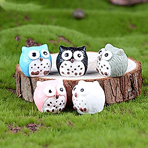 5 Pcs Miniature Garden Ornament Resin Owls Figure Animal Toys Fairy Garden Office Decor Fish Tank Aquarium Bonsai Dollhouse Decorations