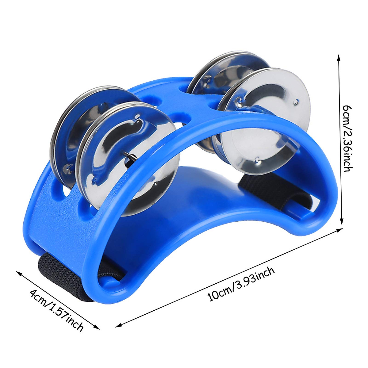 Xgood 4 Pieces Foot Tambourines Percussion Musical Instrument with Stainless Steel Jingles Percussion Musical Instrument Accessories (Blue)