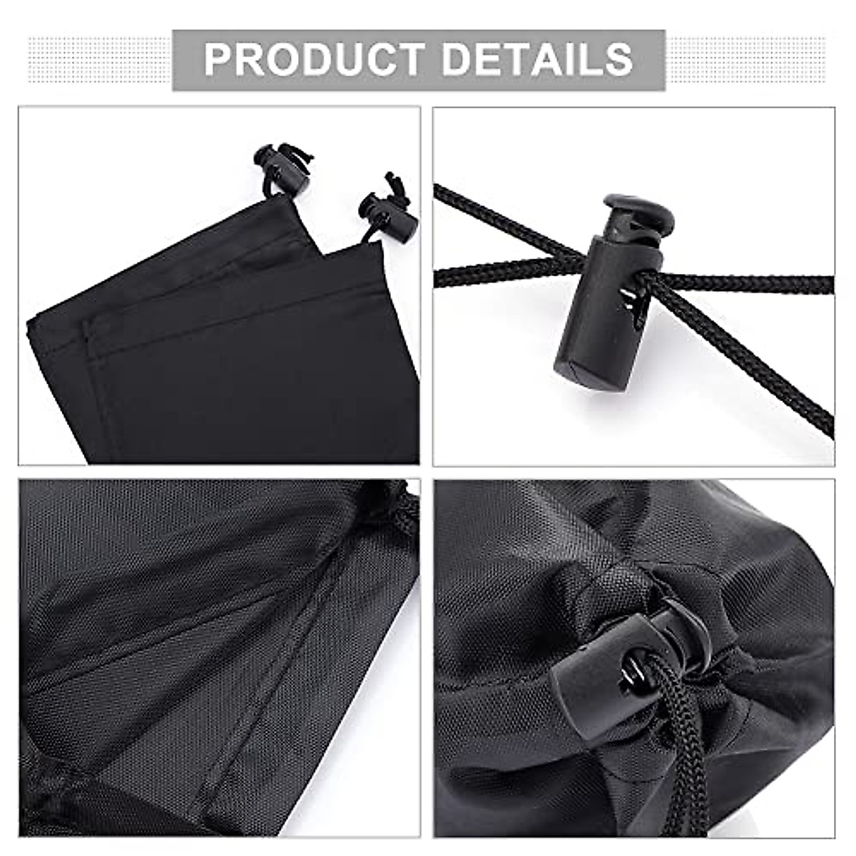 NBEADS 12 Pcs Polyester Drawstring Bags, 6.3x4.7 Black Nylon Bags Drawstring Storage Bags with Toggle Gift Bags Jewelry Pouches for Sport Home Travel Jewelry Candy Storage