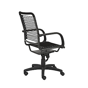 Euro Style Bungie High Back Adjustable Office Chair with Arms and Foam Top Cover, Black Bungies with Graphite Black Frame