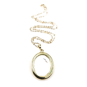 LESLIE BOULES Mother of Pearl Guadalupe Medal Pendant Necklace for Women 18K Gold Plated Chain