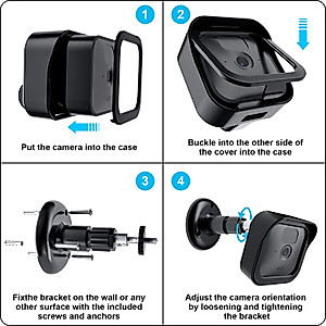 COOLWUFAN Wall Mount Bracket for All-New Blink Outdoor (3rd Gen) Camera, 360° Protective Case & Adjustable Mount for Blink Sync Module 2 Mount for Blink Home Security Camera (Black (3 Packs))