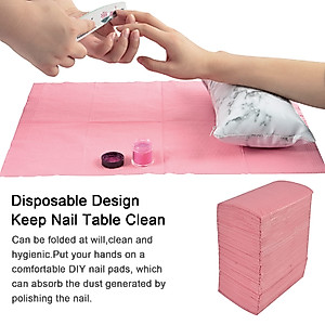 LXIANGN 125PCS Disposable Nail Art Table Towels Mat 13" X 17" Waterproof 3 Ply Nail Art Mat Paper Sheet Clean Pads Tattooing Table Mat Nail Table Cover Tattoo Supplies (Pink)