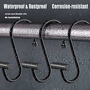 Gracelife Black Rust Resistant Metal T-Bar Shower Curtain Rings, Set of 12