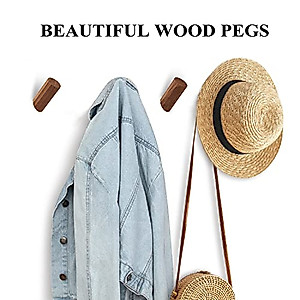 Wood Wall Hooks Entryway Coat Hooks Wall Mounted Hat Organizer Rack, 4 Pack Heavy Duty Hooks for Hanging Bathroom Towels, Plants