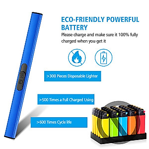 2 Pack Candle Electric Lighter, USB Rechargeable Arc Plasma Windproof Portable Flameless Lighter, No Fuel Needed, Sleek Design, Triple Safety, Perfect for Kitchen Camping Xmas, Blue+Gold
