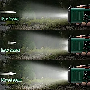 Emergency Hand Crank Weather Radio with 10000mAh Battery Backup, AM FM NOAA Weather Radio, Type-C Charge,Solar Charging,SOS, 3 Modes LED Torch，Reading Lamp, Compass for Outdoor Survival