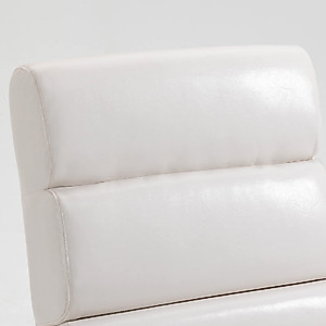 ZJhome Armless Accent Chairs Set of 2, Textured Leather Comfy Upholstered Corner Side Slipper Chairs for Bedroom, Living Room Chairs with Wooden Legs(White)