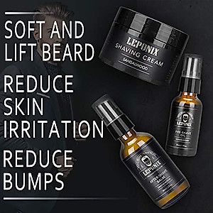 Shaving Kit for Men, Include Safety Razor, Sandalwood Shaving Cream, Mens aftershave, Pre Shave Oil, Shaving Brush and Bowl, Shaving Apron Bib -Unique Gifts for Men Him Stocking Stuffers
