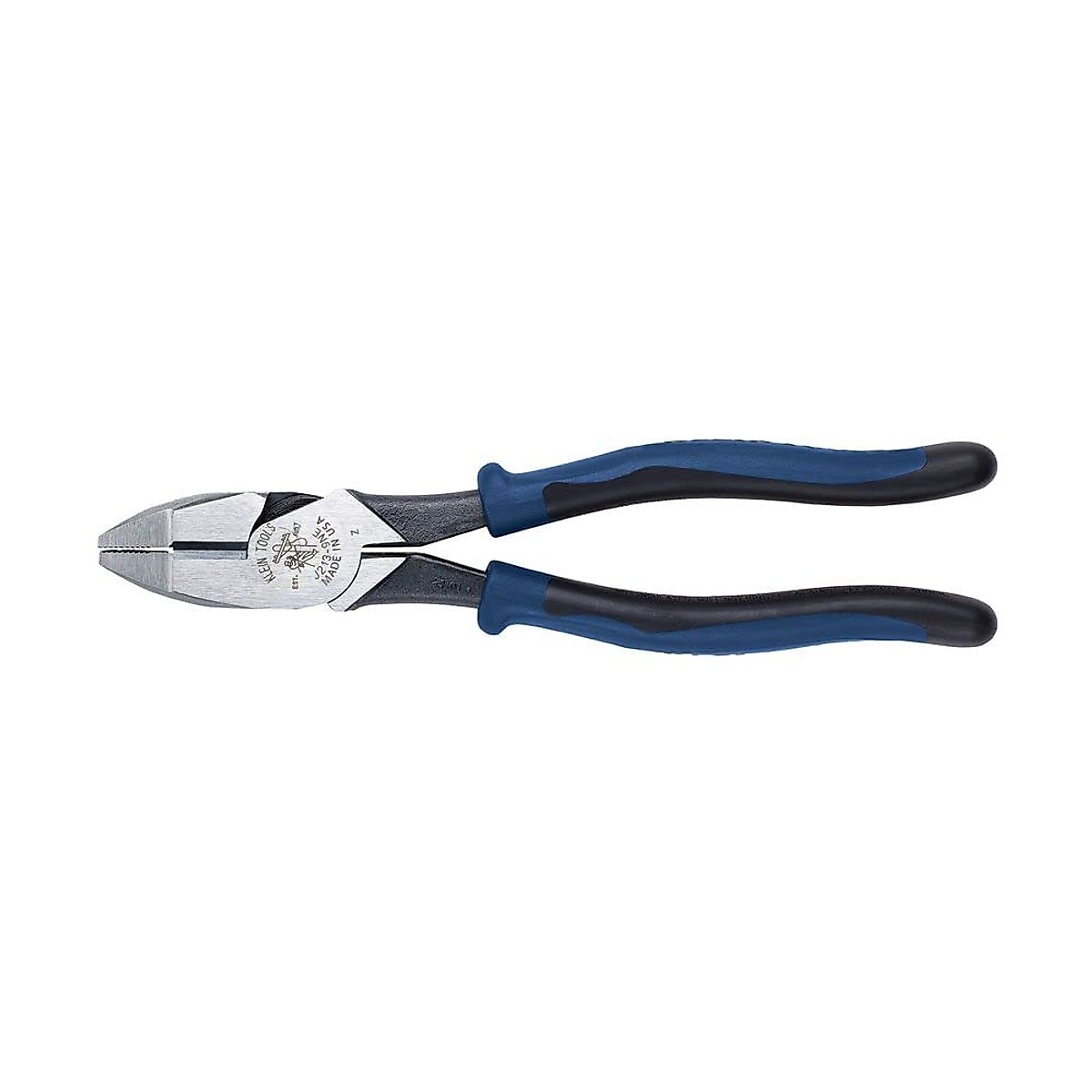 Klein Tools J213-9NE Side Cutter Linemans Pliers, High Leverage, 9-Inch, Streamlined Design, Color Coded